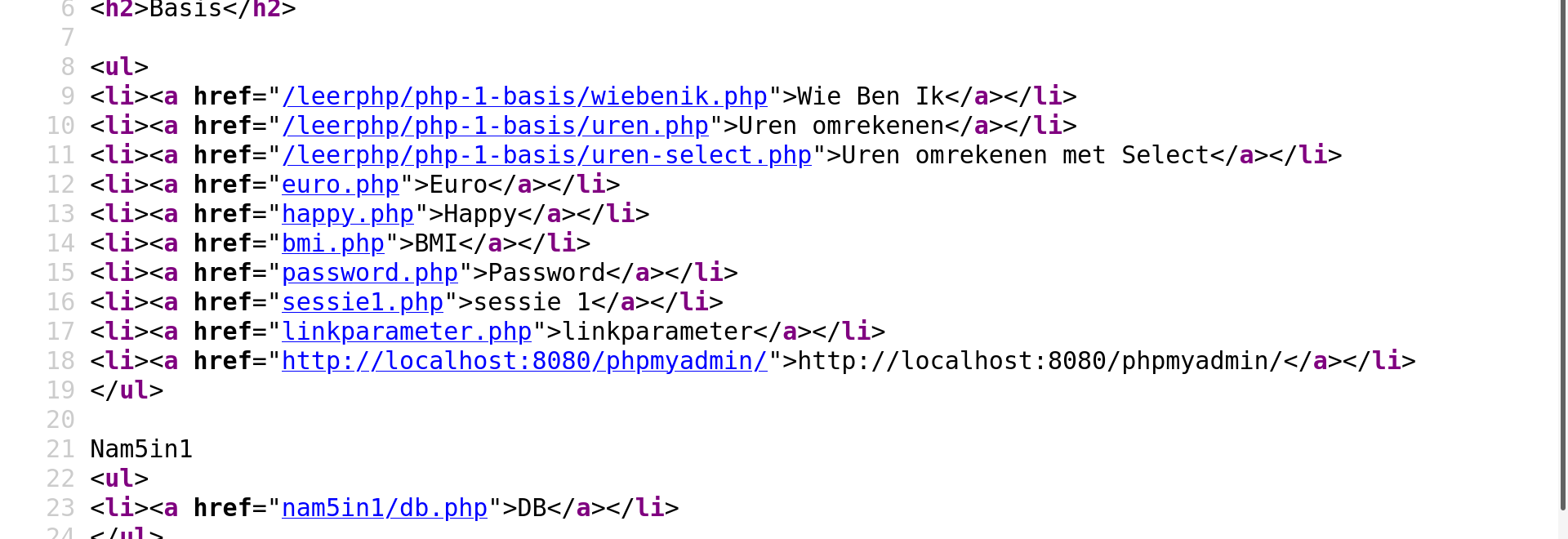 Basis HTML Code – lesmateriaal van barry voeten